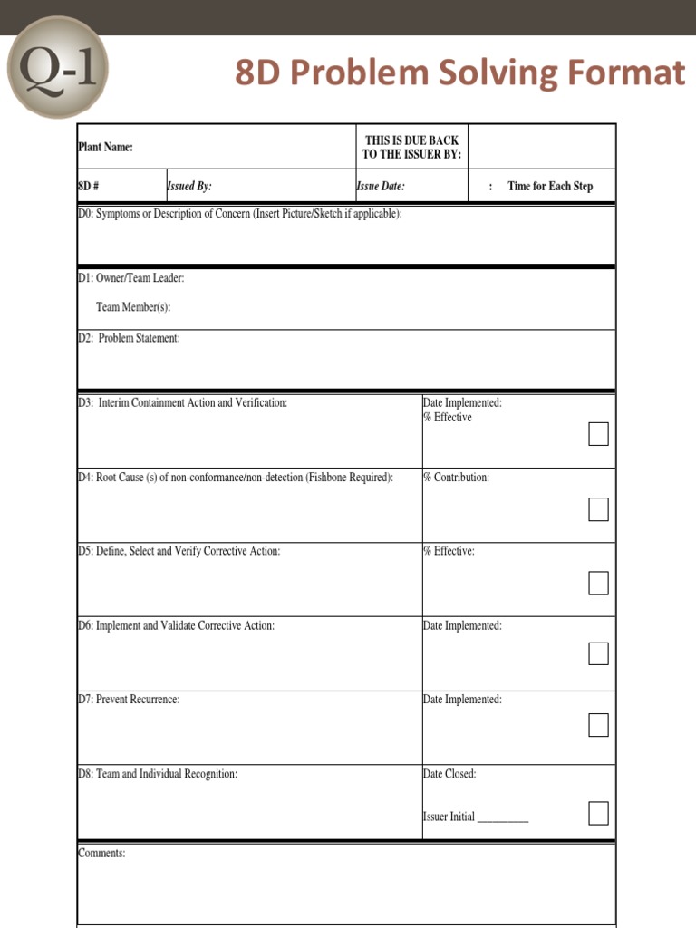 8D Problem Solving Format PDF | PDF