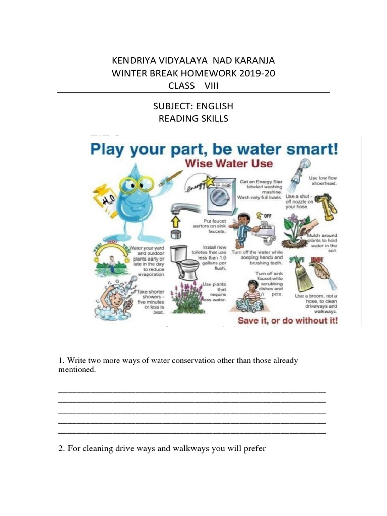 Class 8 Winter Break Homework | PDF | Learning | Behavior Modification