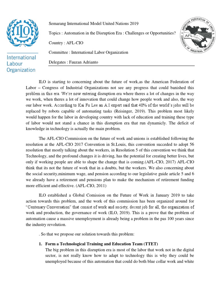 Position Paper - Ilo - Afl-Cio | PDF | International Labour ...