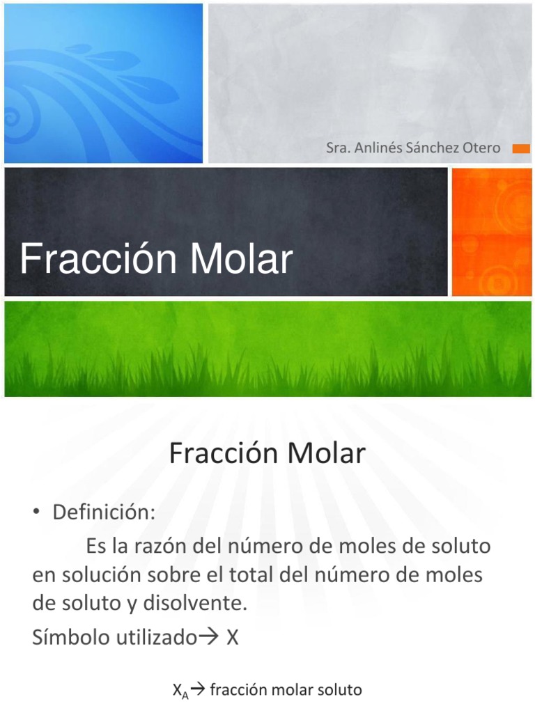 Fraccion Molar | PDF | Mole (Unidad) | Química Física