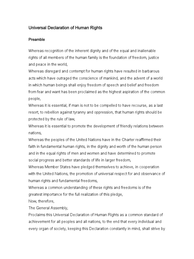 Declaration of Human Rights | PDF | European Convention On Human Rights ...
