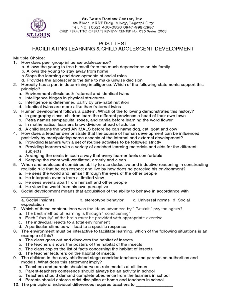Post Test Facilitating | PDF | Learning | Teachers