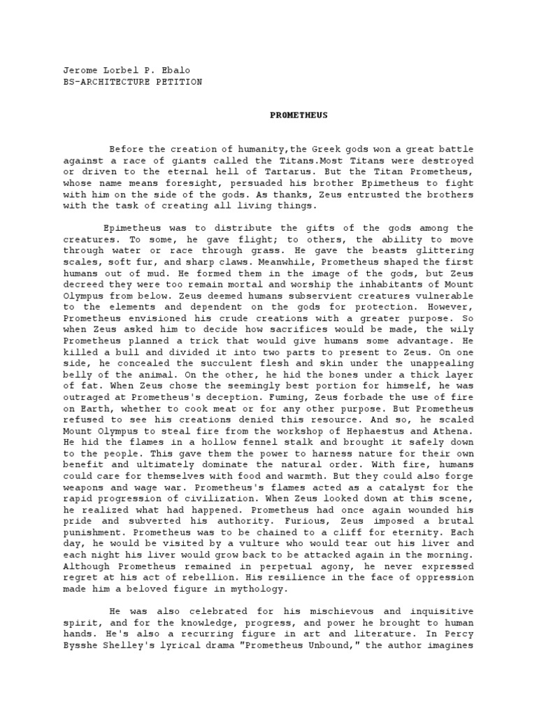 PROMETHEUS | PDF | Prometheus | Mythology