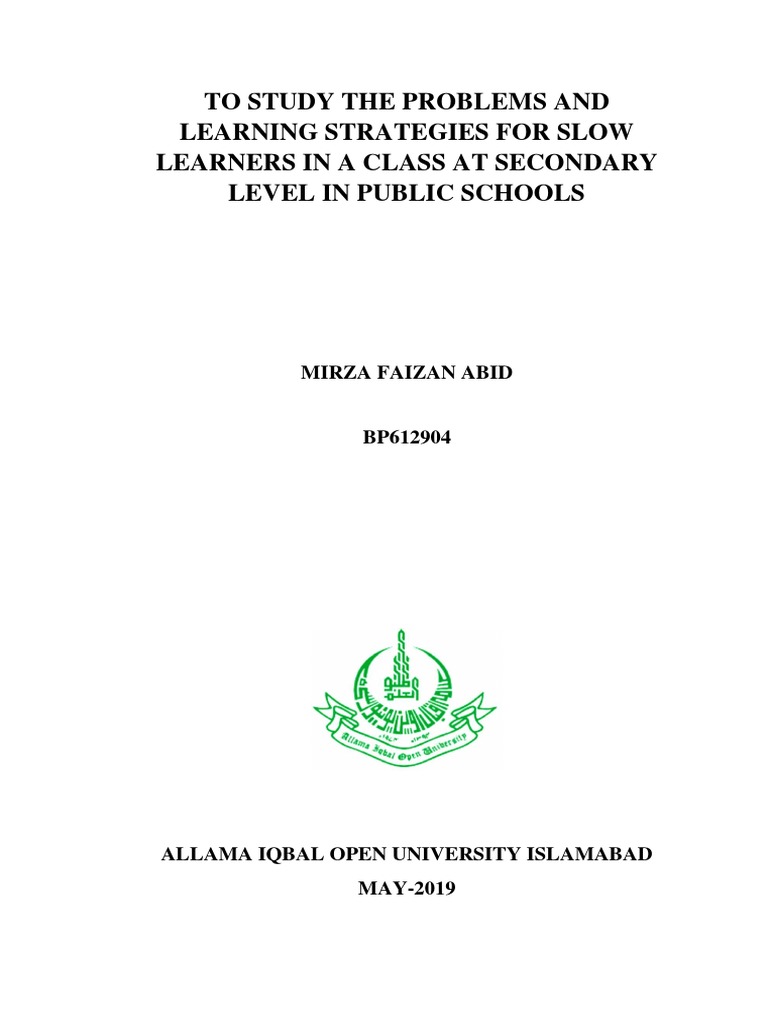 Problems and Learning Strategies For Slow Learners | PDF | Learning ...