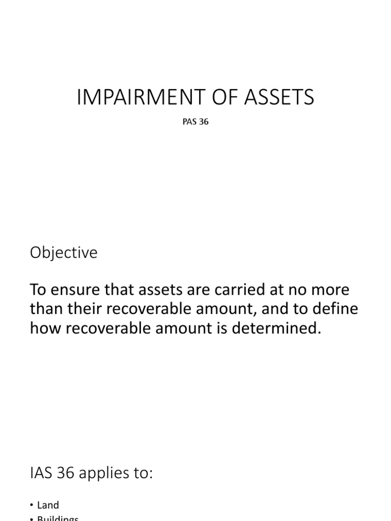 Impairment of Assets | PDF | Depreciation | Intangible Asset