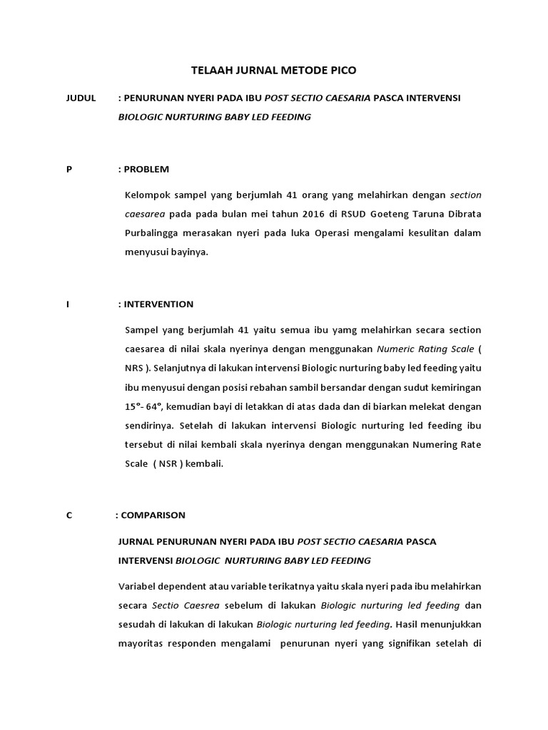 Telaah Jurnal Metode Pico | PDF