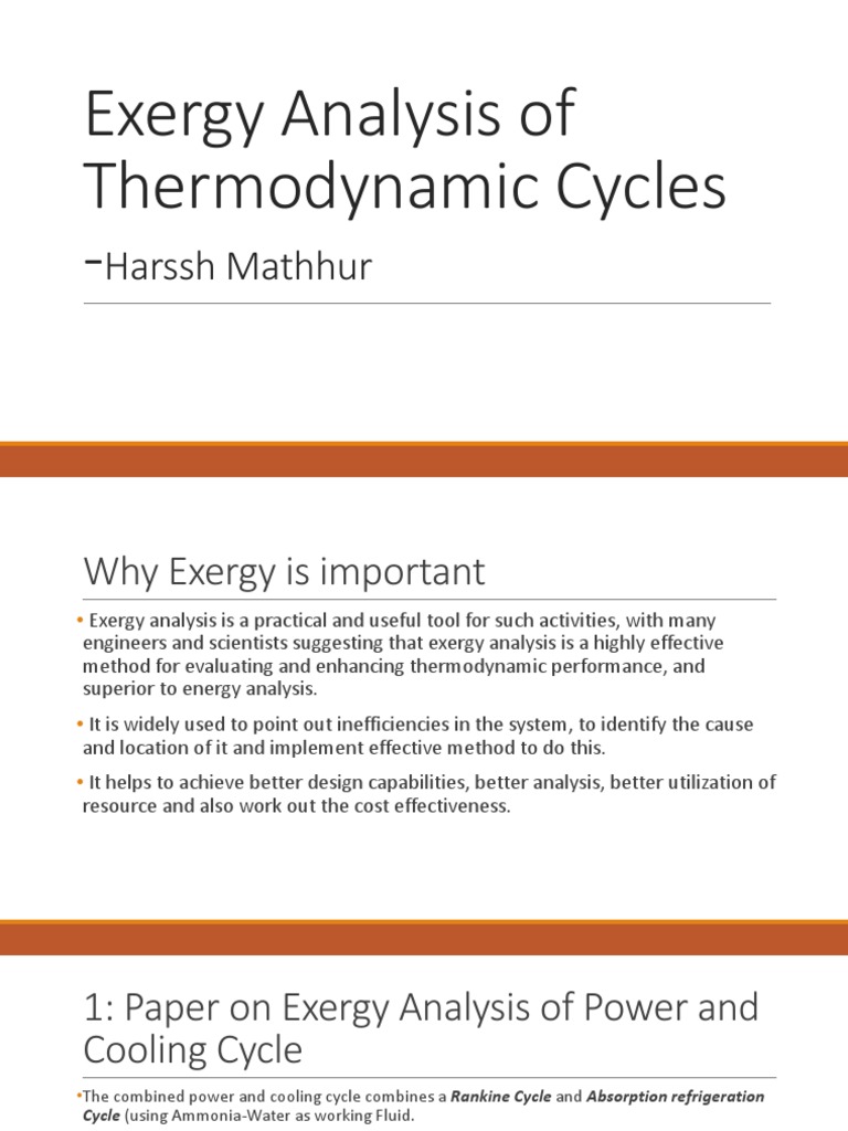 Exergy Analysis of Thermodynamic Cycles | PDF | Exergy | Thermodynamics