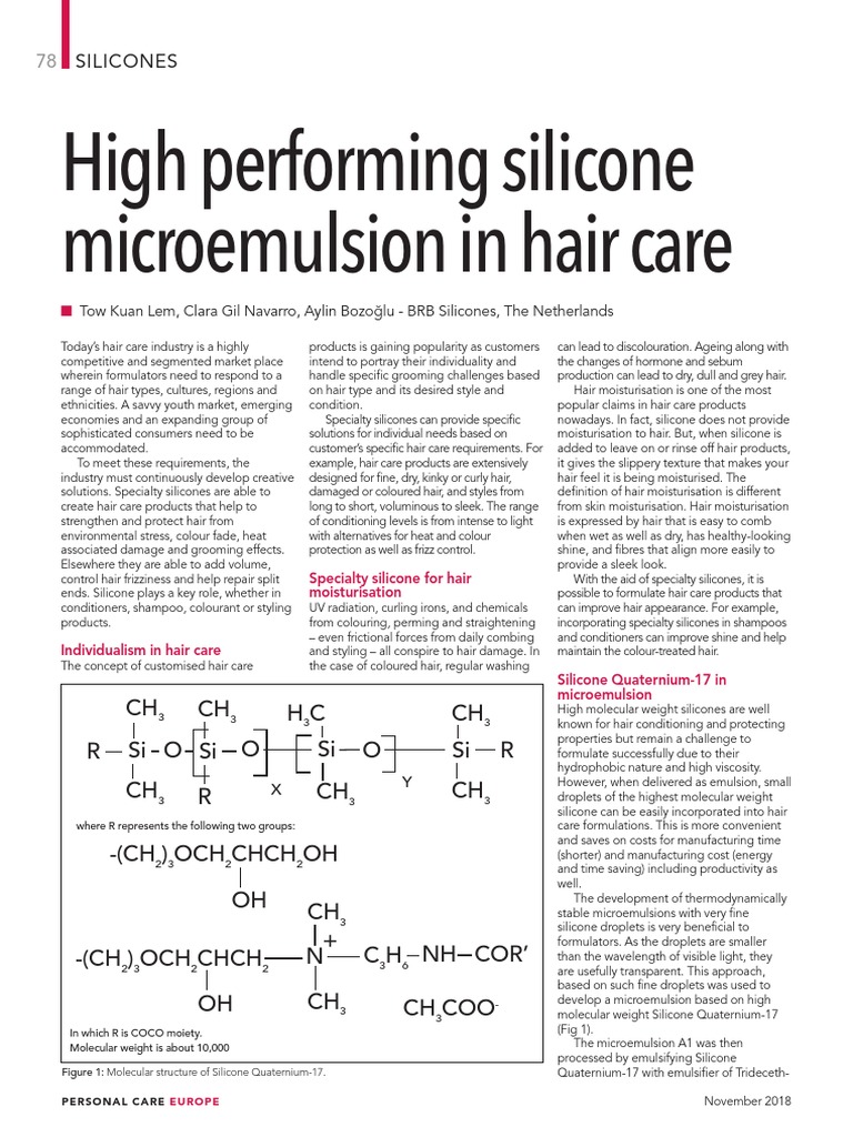 High Performing Silicone Microemulsion in Hair Cair PC Mag Nov 2018 ...