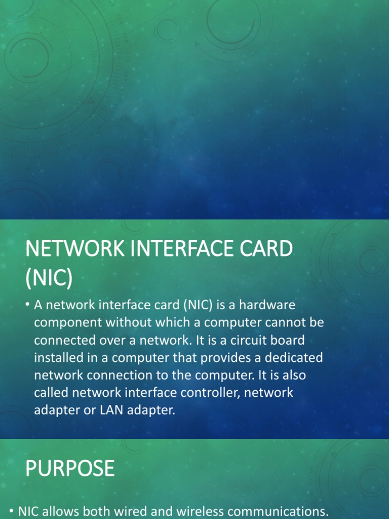 NIC | PDF | Network Interface Controller | Local Area Network
