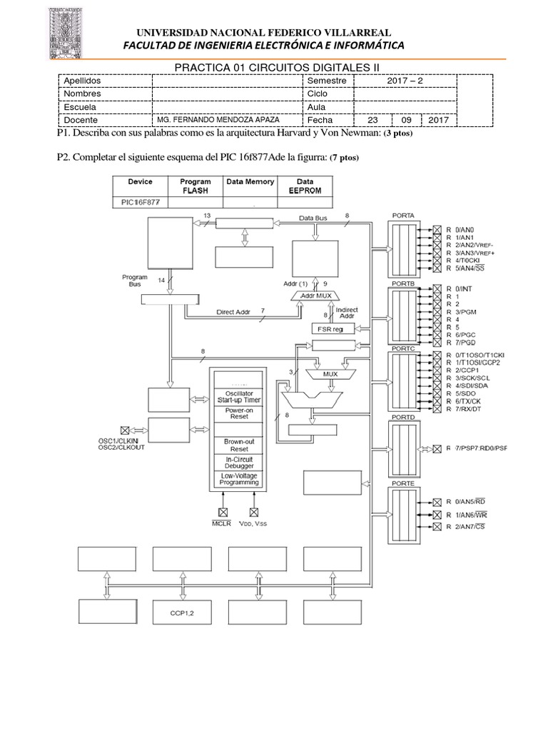 Práctica de circuitos digitales II: Arquitecturas de computadoras, programación en PIC16F877A y ...