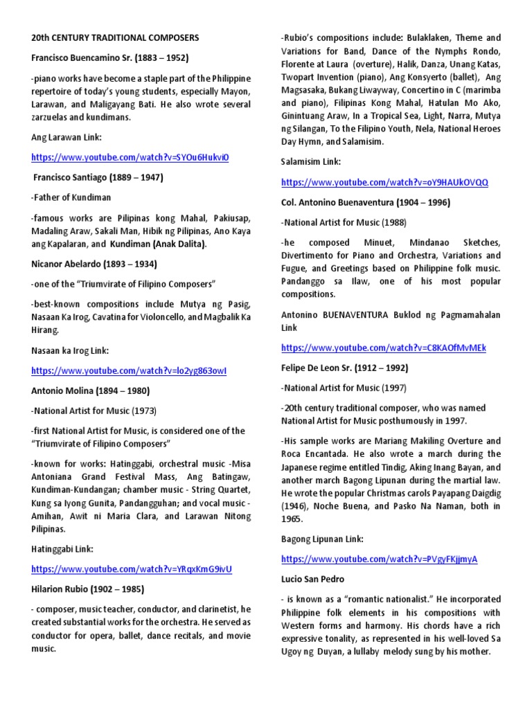 20th CENTURY TRADITIONAL COMPOSERS | PDF | Composers | Opera