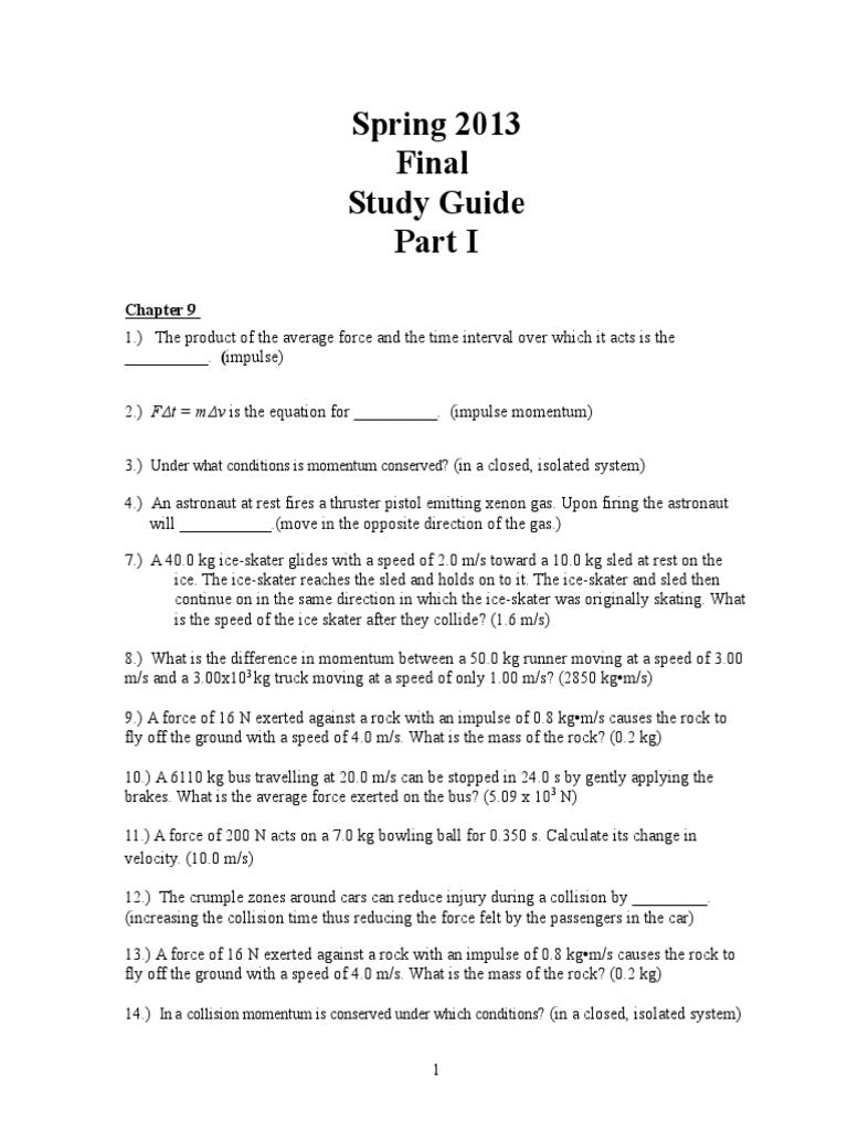 Study Guide Sping 2013 Final Part I | PDF | Heat | Temperature