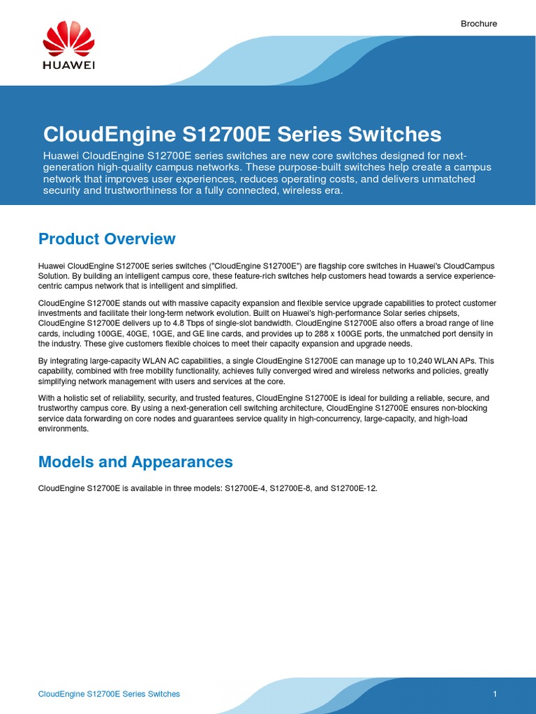 Huawei CloudEngine S12700E Series Switches Brochure | PDF | Wireless ...