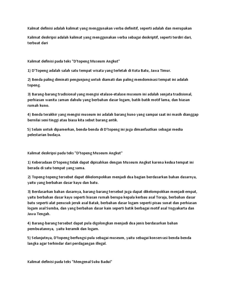 Kalmat Definisi Adalah Kalimat Yang Menggunakan Verba Definitif | PDF