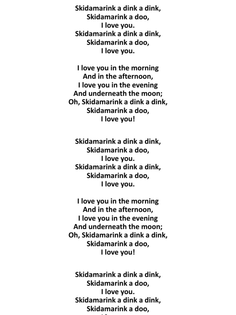 Skidamarink A Dink Yric | PDF