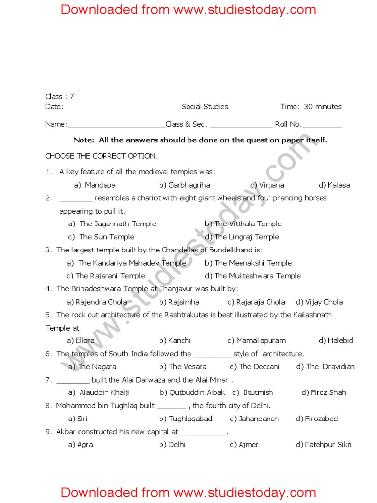 CBSE Class 7 Social Science Question Paper Set A | PDF | Wound | Volcano