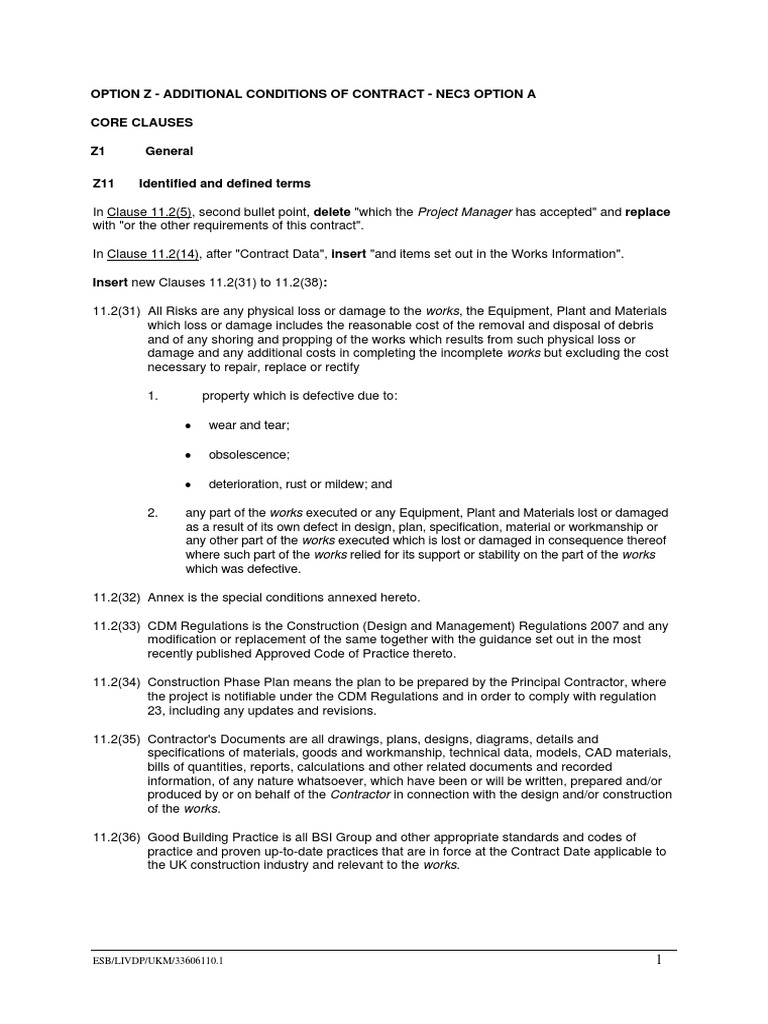 NEC3 Contract | PDF | Indemnity | License