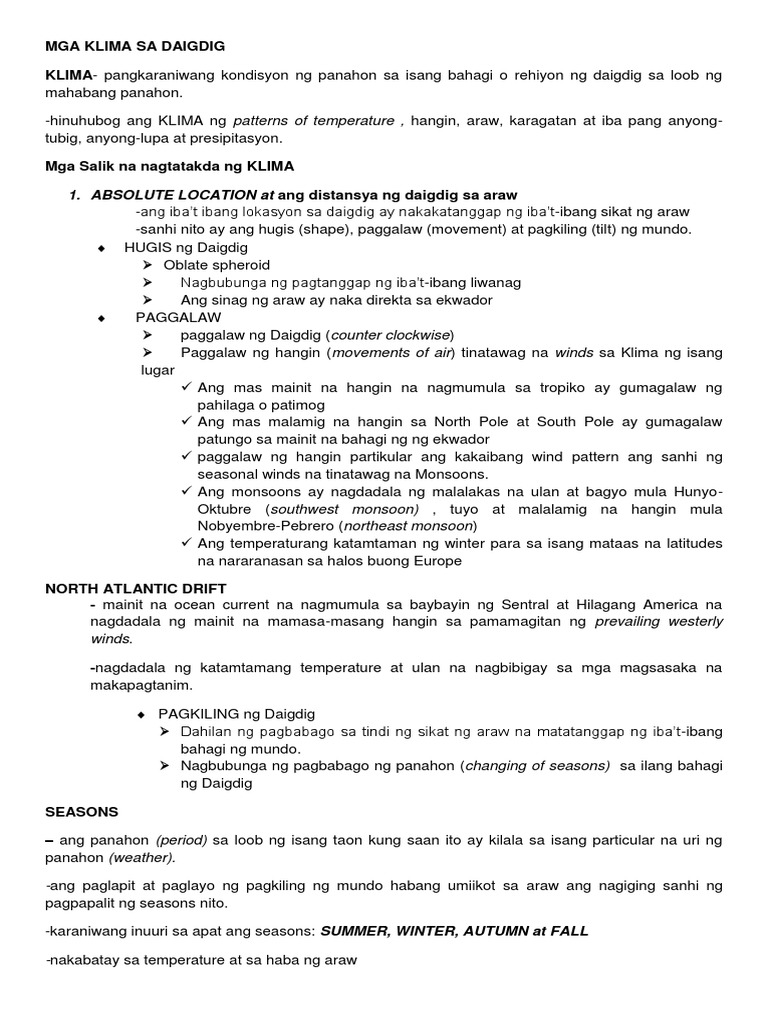 Mga Klima Sa Daigdig | PDF