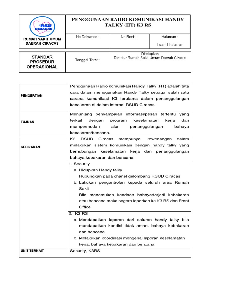 SOP Penggunaan HT | PDF