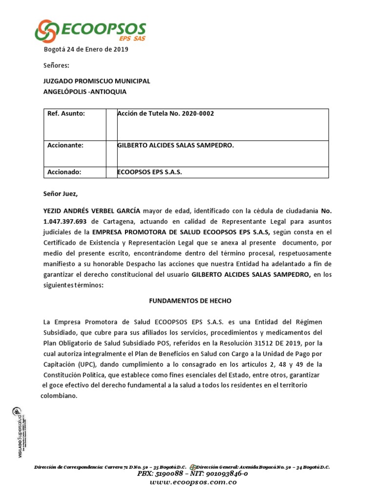 ISADORA MARIA BETANCUR RAMIREZ. RESPUESTA TUTELA Hecho Superado | PDF ... ISADORA MARIA BETANCUR RAMIREZ. RESPUESTA TUTELA Hecho Superado | PDF ...