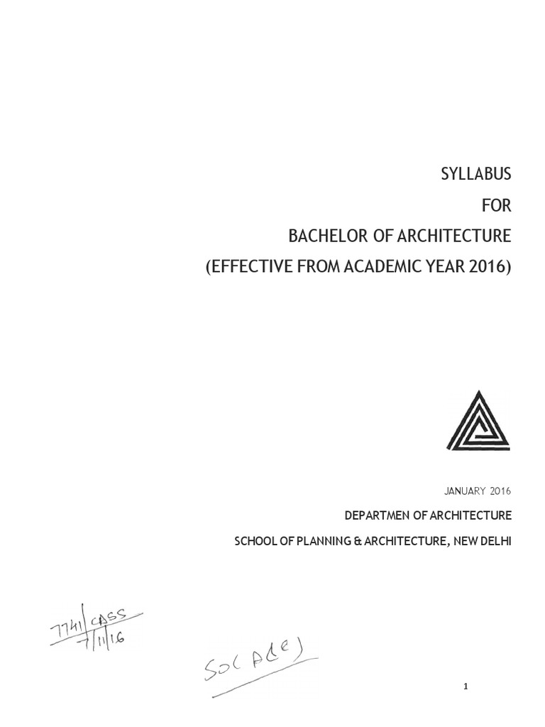 Arch Syllabus SPA (School of Planning and Architecture | PDF ...