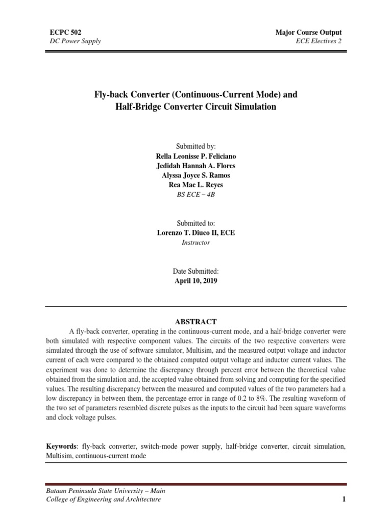 Fly-Back Converter (Continuous-Current Mode) and Half-Bridge Converter ...
