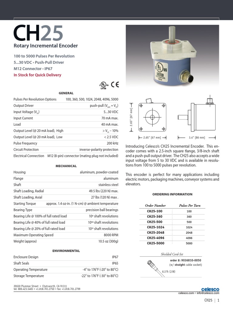 Datasheet Encoder Optico Celesco ch25 | PDF | Bearing (Mechanical ...