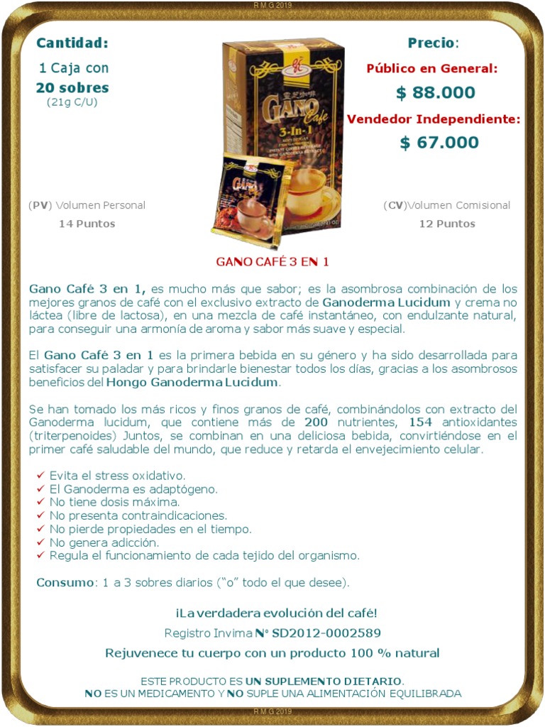 Productos Gano Excel 2020 | PDF | café | Alimentos