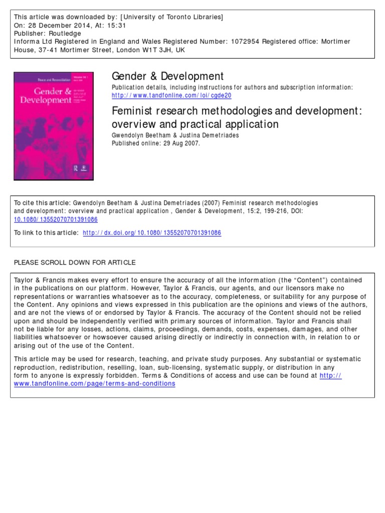 Feminist Research Methodologies | PDF | Gender | Gender Studies