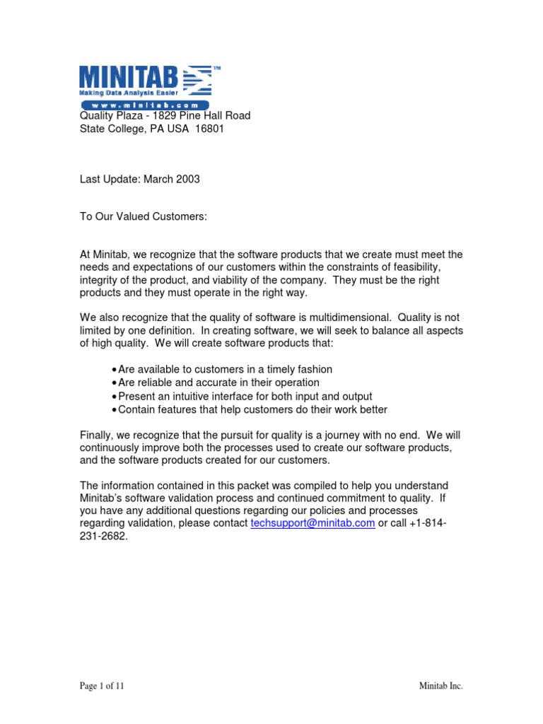 Minitab-2003-Software Validation | PDF | Software Release Life Cycle ...