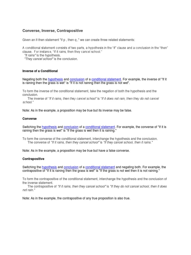 Inverse, Converse, Contrapositive | PDF | Rectangle | Logic