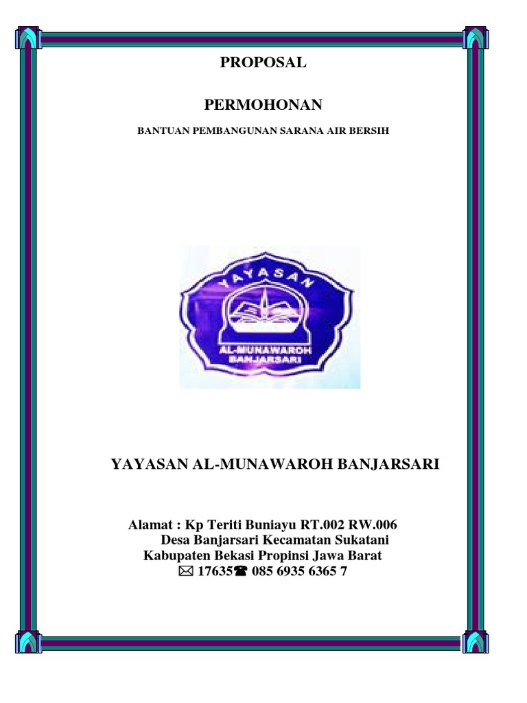 Proposal Permohonan Bantuan Pembangunan Sarana Air Dikonversi | PDF