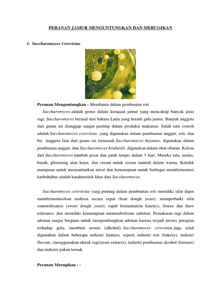 Peranan Jamur Menguntungkan Dan Merugikan Pdf