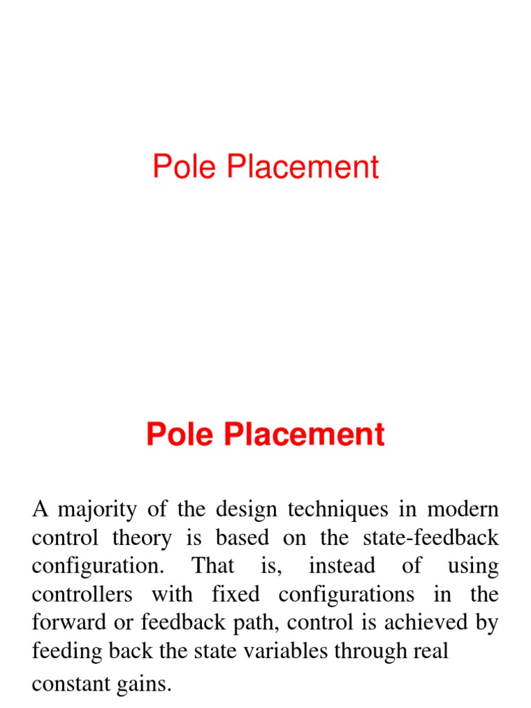 Pole Placement1 | PDF | Control Theory | Eigenvalues And Eigenvectors