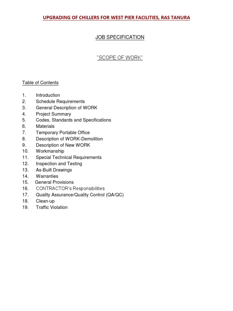 Scope of Work PR | PDF | Quality Assurance | General Contractor