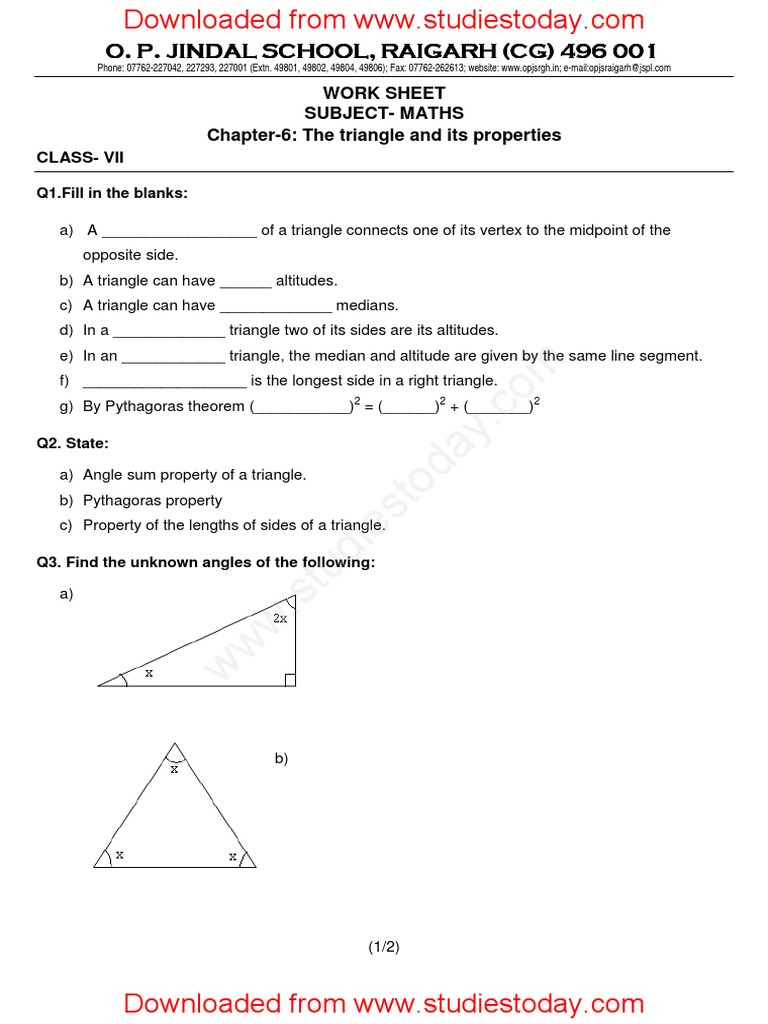 Triangles and Its Properties Assignment 10 | PDF | Triangle | Euclid