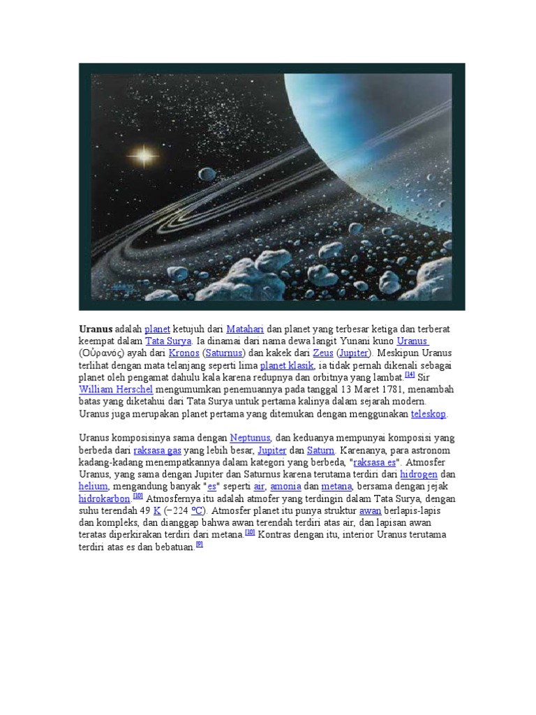 Uranus Adalah Planet Ketujuh Dari Matahari Dan Planet Yang Terbesar ...