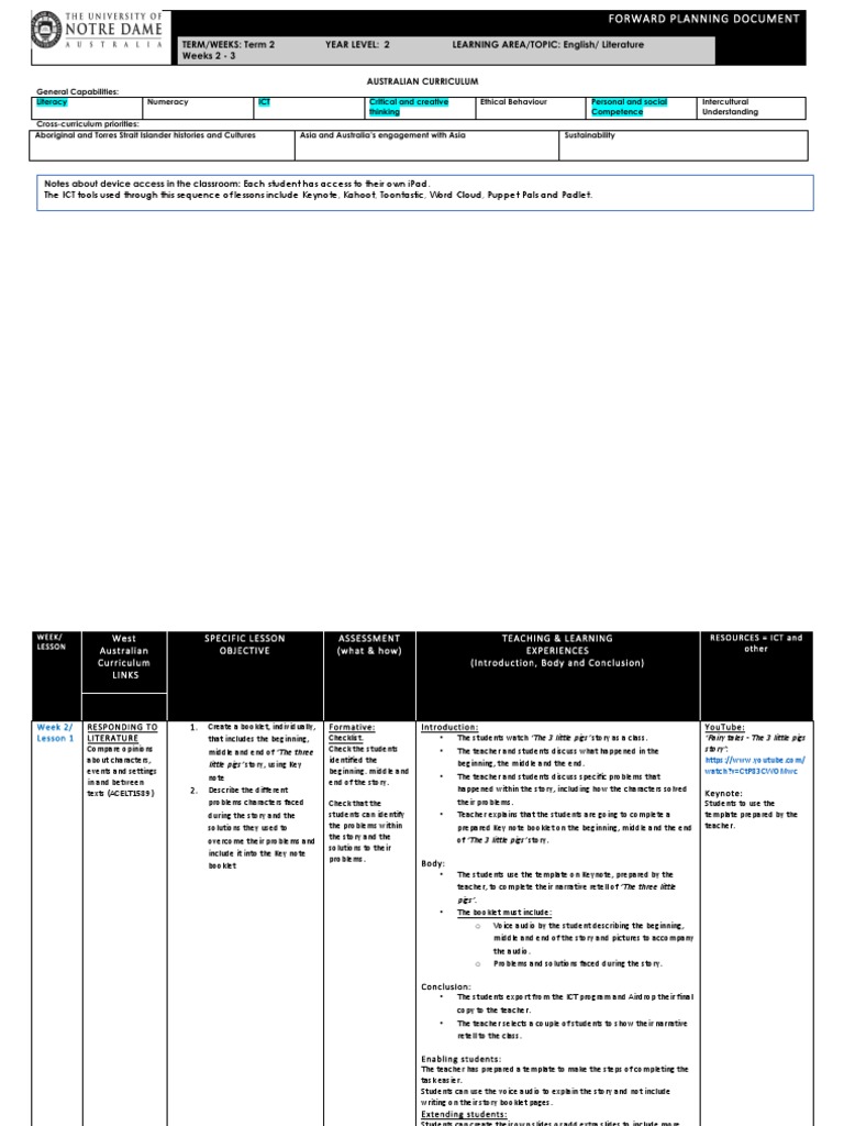 Forward Planning Document English Year 2 | PDF | Educational Technology | Teachers