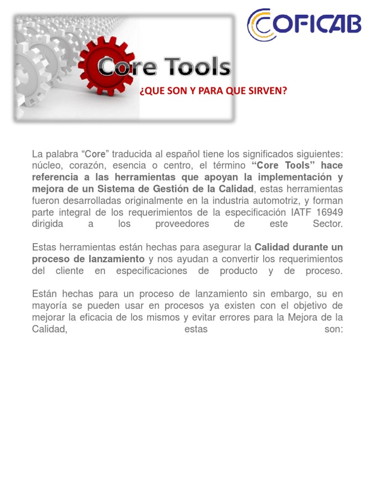 Core Tools PDF | PDF | Gestión de la calidad | Ciencia de sistemas