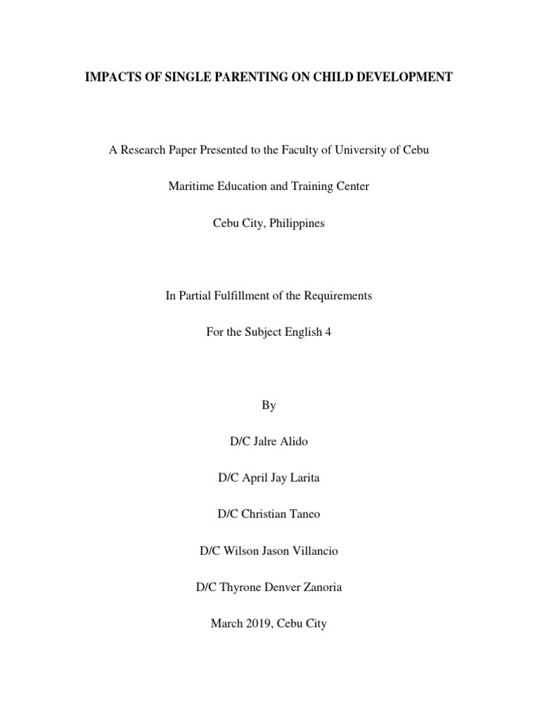 Impacts of Single Parenting On Child Development (Final) | PDF | Single ...