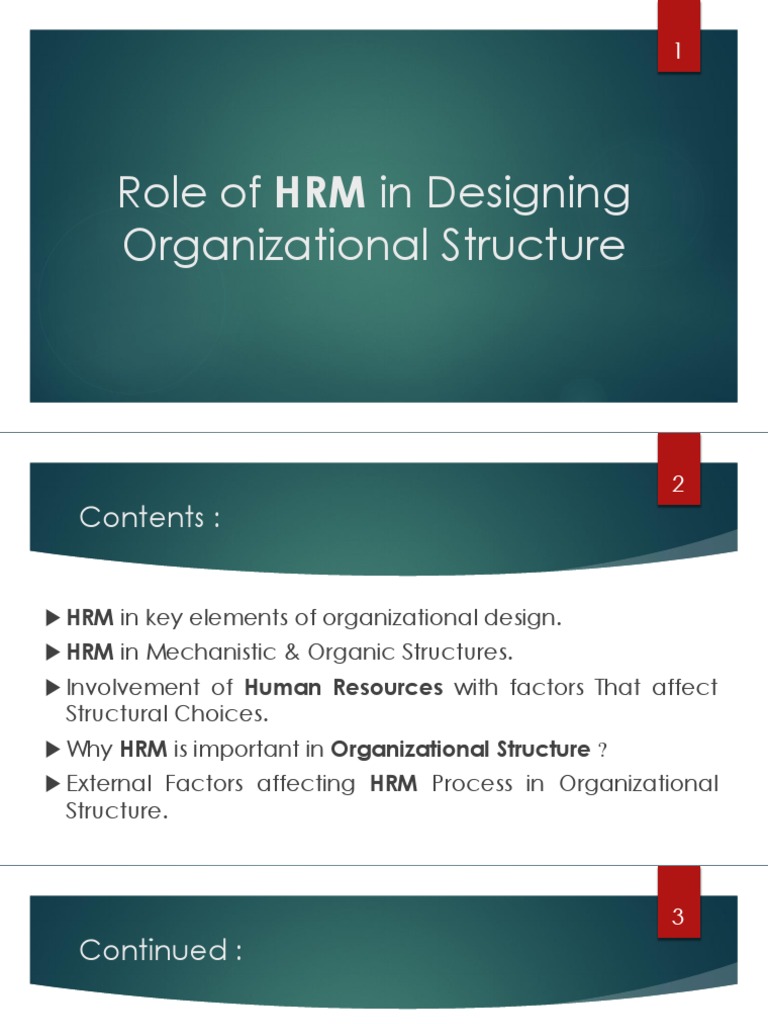 Role of HRM in Designing Organizational Structure | PDF | Human ...