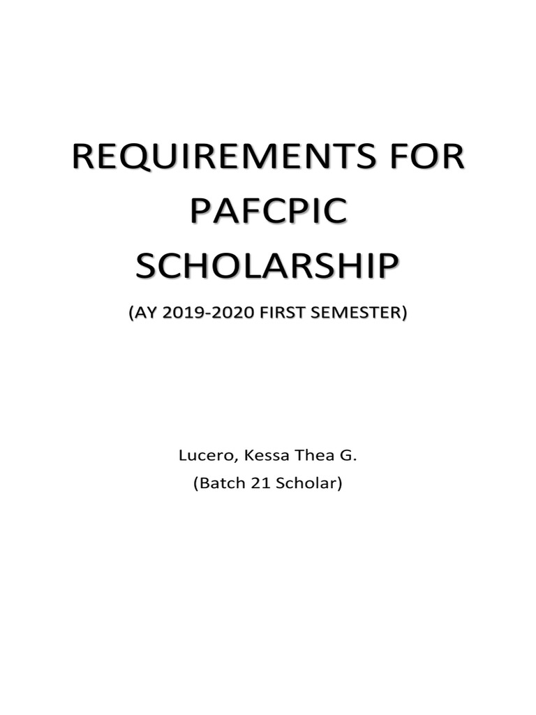 PAFCPIC Scholarship Requirements 2019-2020 | PDF
