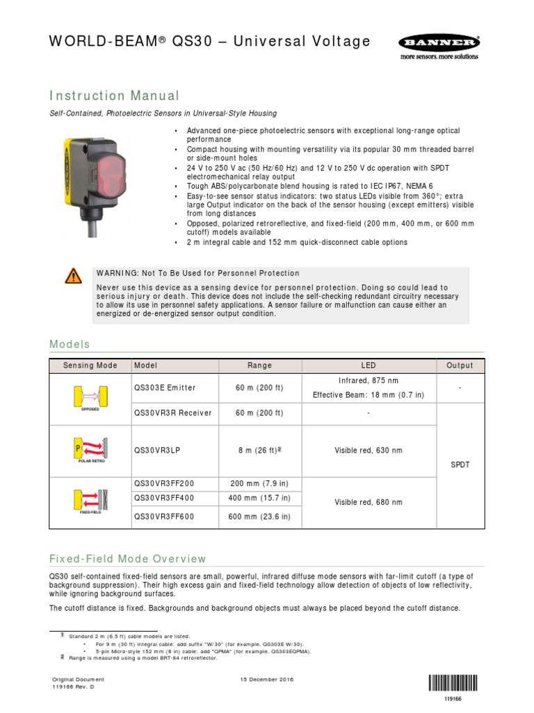 Fotosensor QS30 | PDF | Sensor | Electromagnetism
