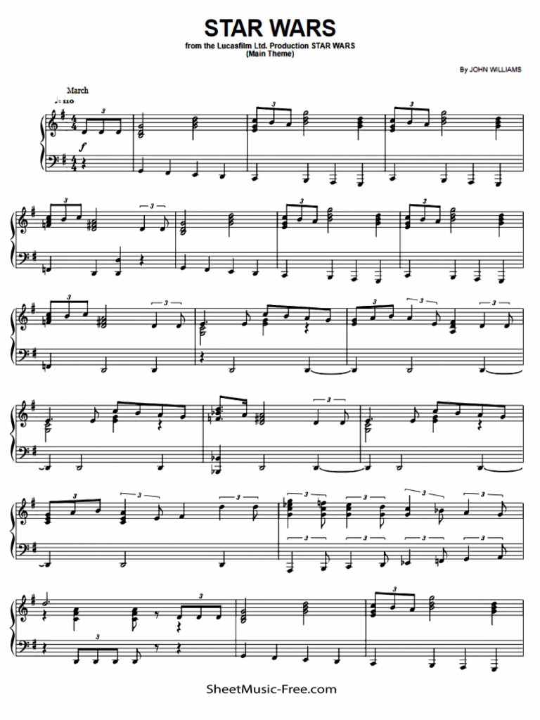 Star Wars Piano Sheet Music Version #2 | PDF