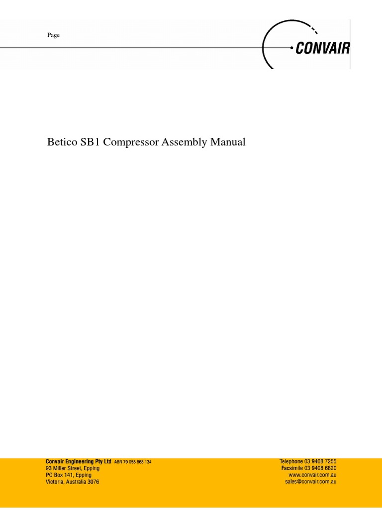 Betico SB1 Assembly Manual | PDF | Piston | Cylinder (Engine)