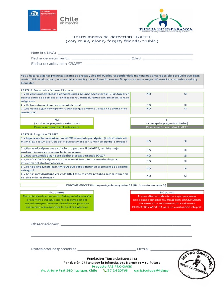 Instrumento de Detección CRAFFT | PDF