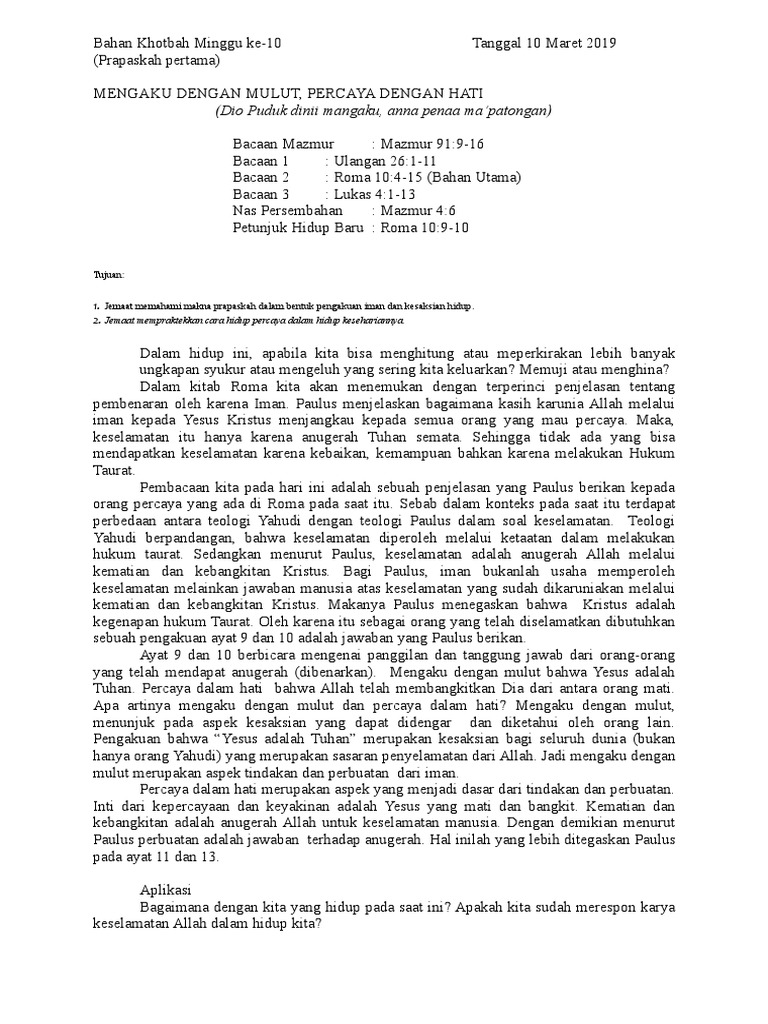 Bahan Khotbah Minggu Ke | PDF