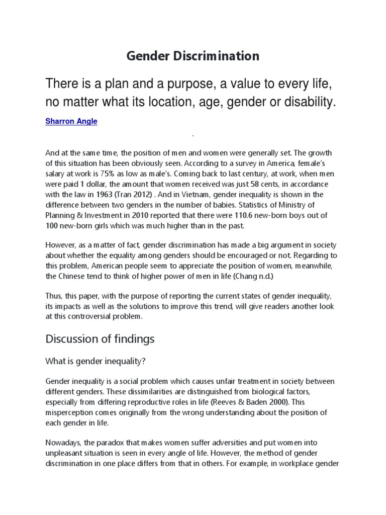 Gender Discrimination | PDF | Gender Inequality | Gender Studies