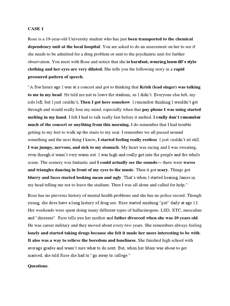 Case Vignettes | PDF | Substance Abuse | Schizophrenia