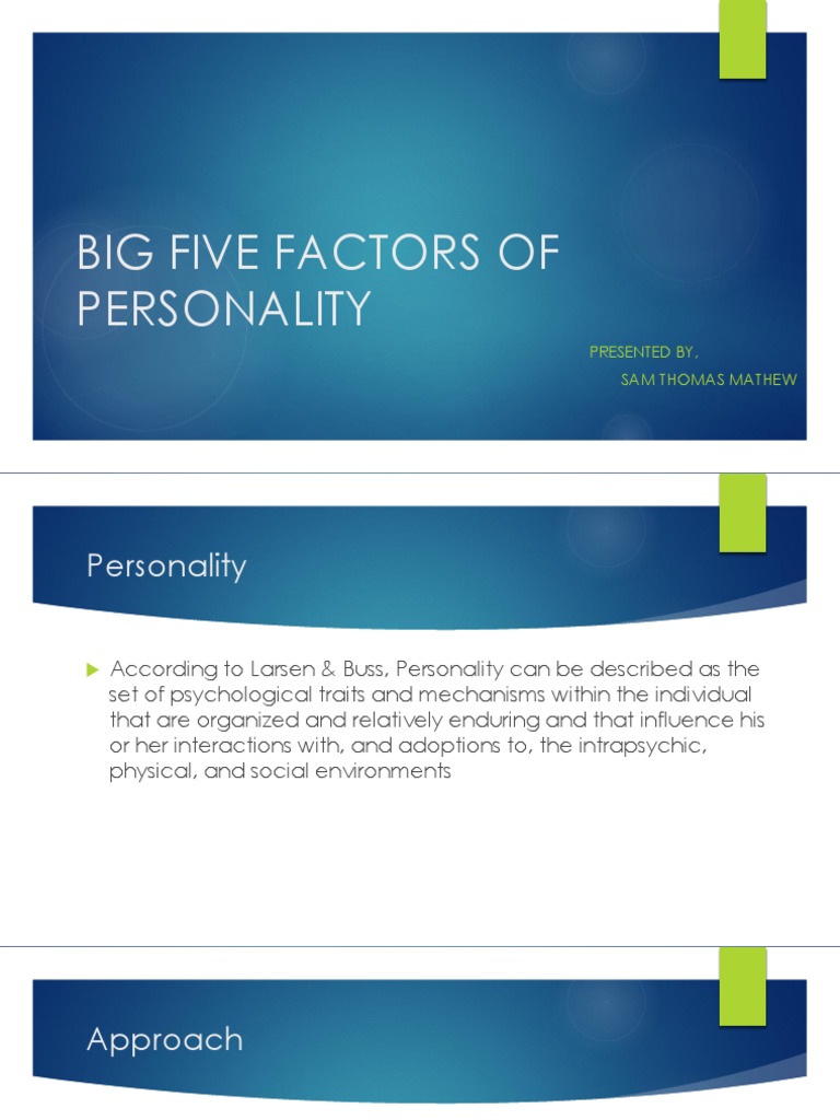 Big Five Personality Factors Explained | PDF | Extraversion And ...